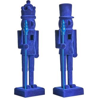 Beliani Lot de 2 Figurines Casse-noisettes en Synthétique Décoration de Noël Bleu Flatey