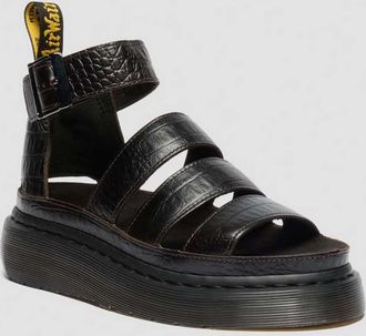 Dr. Martens Clarissa Croc Embossed Leder Quad Riemensandalen in Braun, Gr&ouml;&szlig;e: 36