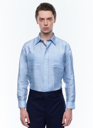 Fursac Chemise en Chambray de lin et coton - Taille L - Homme