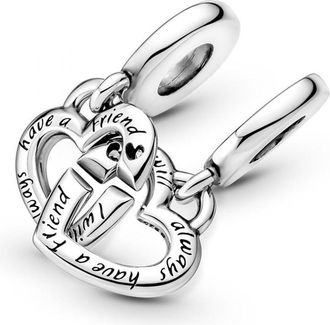 Pandora Charm Anhänger verbundene Schwesterherzen silber, Zirkonia 799538C01