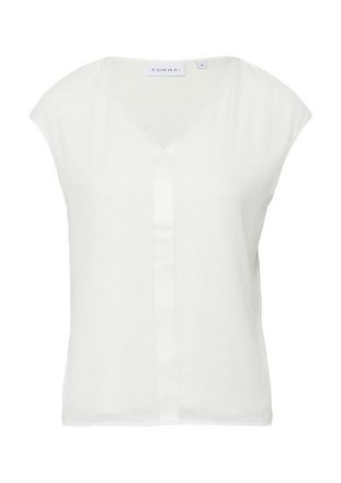 Comma Kurzarmshirt T-Shirt Blusenshirt im Fabricmix mit Satinkante