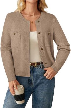 Grace Karin Cardigans pour Femme &agrave; Manches Longues avec Boutons en Tricot L&eacute;ger pour Bureau et Soir&eacute;e avec Poches, S