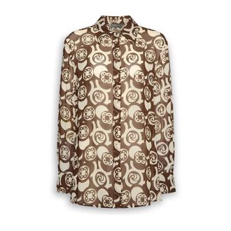 Elena Miro Bedruckte Viskose-Bluse - - Blouses & Shirts - Damen - Braun - 3XL