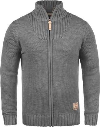 Solid SDPoul Homme Veste en Tricot Cardigan Pull à Mailles épaisse avec col Montant Regular Fit, Taille:M, Couleur:Grey Melange (8236)