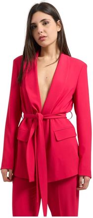 Fracomina Femme, Vestes, Rouge, Taille: 38 FR Veste avec Ceinture et Pendentif Logo