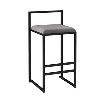 Generic Samt-Barhocker mit R&uuml;cken- und Fu&szlig;st&uuml;tzen - Schwarze Tresenst&uuml;hle f&uuml;r K&uuml;che und Fr&uuml;hst&uuml;cksbar - Robuste Metallbeine, f&uuml;r den privaten und gewerblichen