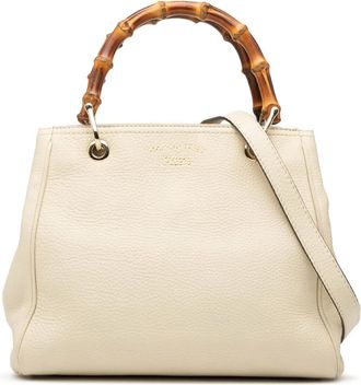 Gucci Hobo Bags - Small Calfskin Bamboo Shopper Satchel - Gr. unisize - in Wei&szlig; - f&uuml;r Damen