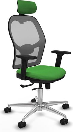 Piqueras y Crespo Ergonomischer Computerstuhl mit 2D-Armen, h&ouml;henverstellbare Lendenwirbelst&uuml;tze und h&ouml;henverstellbares Kopfteil, Grau/Gr&uuml;n