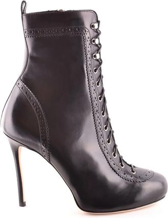 Dsquared2 Stiefel - Lace-Up Black Leather Ankle Boots - Gr. 38 (EU) - in Schwarz - für Damen