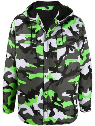 Valentino Garavani Kapuzenjacke mit Camouflage-Print - Grün