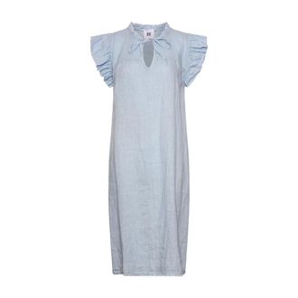 Tiffany & Co. R&uuml;schen Leinenkleid Hellblau - - Dresses - Damen - Blau - XS/S