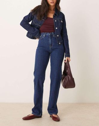 Calvin Klein Jeans Jean droit &agrave; taille haute - Bleu fonc&eacute; d&eacute;lav&eacute;