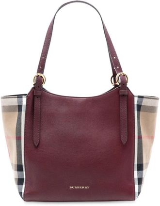 Burberry Shopper - Grained Calfskin and House Check Canvas Canterbury - Gr. unisize - in Orange - f&uuml;r Damen