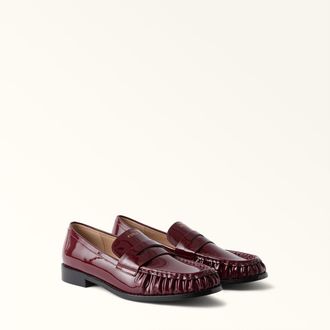 Furla Soft Mokassins Red Apple Rot Lackleder Damen