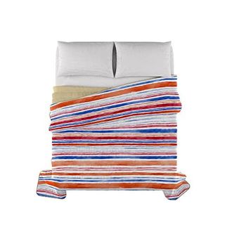 Italian Bed Linen Fantasy Bedruckte Sommer-Steppdecke, Mikrofaser, Streifen, 260 x 270 cm