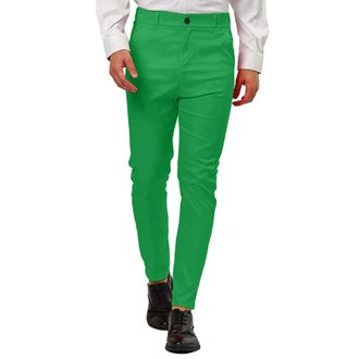 Generic Herren Chino Hose Klassische Basic Slim Fit Business Hosen Einfarbig Konisch Zulaufende Hosen Voller Freizeithose Stoffhose Anzughose(Grün,3XL)