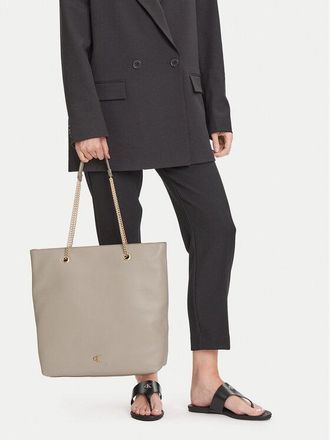 Calvin Klein Handtasche Minimal Monogram Chain Tote LV04F3204G Beige