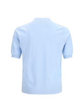 Prada Short-Sleeve Cotton Sweater - Blue