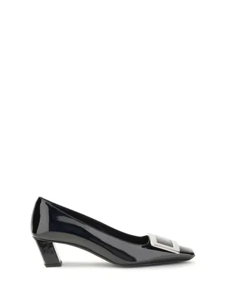 Roger Vivier Womens Belle Vivier Pumps Nero Calf Leather Bos Taurus High Heel Shoes