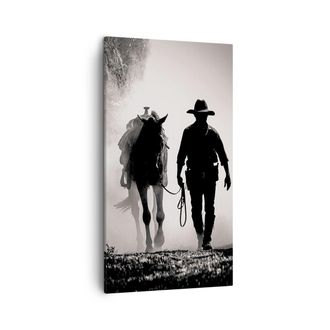 Arttor Bilder auf Leinwand Cowboy Pferd Shady Leinwandbild mit Rahmen 45x80cm Wandbilder Dekoration Wohnzimmer Schlafzimmer K&uuml;che Deko Klein Wanddeko Bild Wa