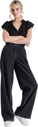 DKNY Womens High Rise Wide Leg Trousers, Blackout, Size 30