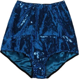 Dolce & Gabbana Femme, Sous-v&ecirc;tements, Bleu, Taille: 38 FR Gaine Taille Haute Bleue &agrave; Paillettes