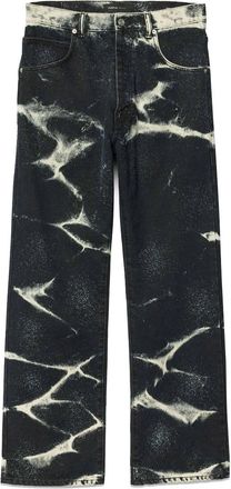 Purple Beschichtete P018 Marble Wide-Leg-Jeans - Schwarz