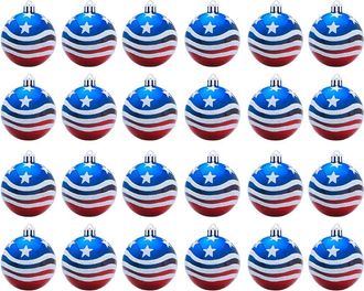 Amosfun 48 STK. Für Ornamentdekorationen Amerikanischer Dekorativ Juli Blau Dekoration Denkmal Weihnachten cm Flagge Tag Plactic Balls Stripe Hanging Star Bal