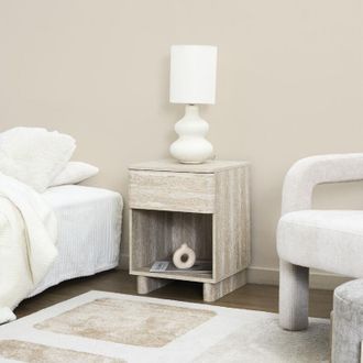 The Home Deco Factory Table De Chevet - Home Deco Factory - Pietra - Blanc Et Beige