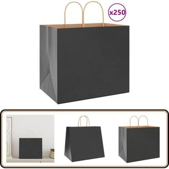 vidaXL Vidaxl - Papiertragetaschen 250 Stk. mit Henkeln Schwarz 32x22x28 cm