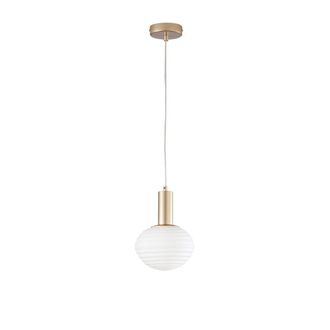 Luce-Ambiente-Design Ripple suspension in Gold Metal and White Glass Diffuser 150x18 Cm