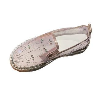 Generic Mocassins de marche en maille respirante &agrave; bout rond tendance avec strass et semelle &eacute;paisse pour femme - Chaussures plates d&eacute;t&eacute; et dext&eacute;rieur, rose, 