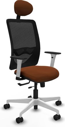 Piqueras y Crespo Schreibtischstuhl Zulema mit wei&szlig;en und schwarzen Armlehnen, h&ouml;henverstellbarer Lendenwirbelst&uuml;tze und festem Kopfteil, ausgestattet mit Syncro/Trasla