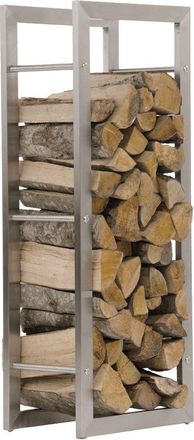 Clp Kaminholzregal Keri aus Edelstahl I Robuster Kaminholzständer mit Bodenschonern I Holzbutler in bis zu 8 Größen wählbar, Größe:25x60x100 cm