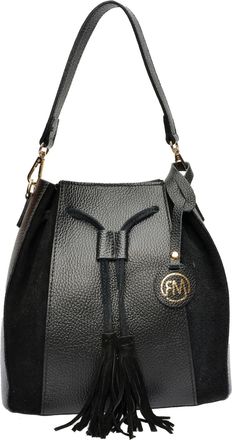 Roberta M Schwarze Lederhandtasche