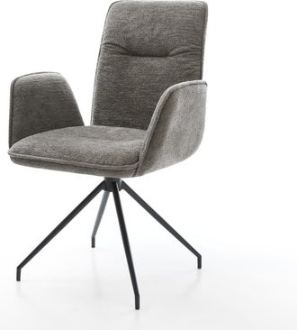 DELIFE Drehstuhl Vinja-Flex Boucl&eacute; Soft Schlamm Kreuzgestell konisch Schwarz 180&deg; drehbar, Esszimmerst&uuml;hle