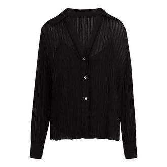 Vince Femme, Blouses et Chemises, Noir, Taille: 40 FR Chemise semi-transparente à effet froissé