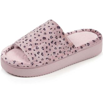 Isotoner Chaussons sandales plateforme Femme L&eacute;opard blush