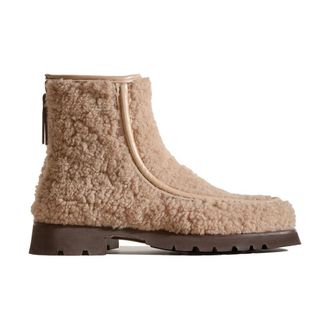 Hereu Beige Shearling Stiefel Runde Zehe - - Shoes - Damen - Beige - 36 EU