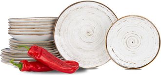 Konsimo Alumina Tafelservice f&uuml;r 6 Personen (18 Tlg.) Porzellan, Wei&szlig; - Konsimo