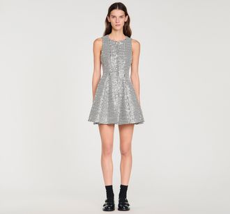 Sandro Robe courte en tweed et sequins