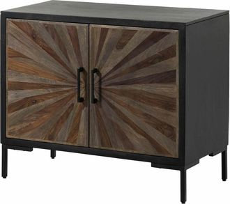 Massivmoebel24 Buffet en bois de manguier et de bois de palissandre laqué noir et brun SUN101