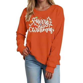 Generic Pull de No&euml;l pour femme avec imprim&eacute; sapin de No&euml;l - Grande taille - Haut &agrave; manches longues - Coupe ample - Doux et confortable - Pull amusant pour fe