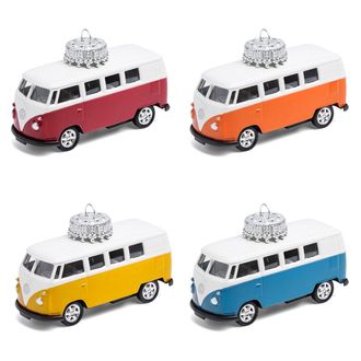 Corpus Delicti Christbaumschmuck - die rollende Alternative zur Weihnachtskugel - kompatibel mit VW Bus T1 - 4er Set gemischt (blau, gelb, orange, rot) W.20.2-4er