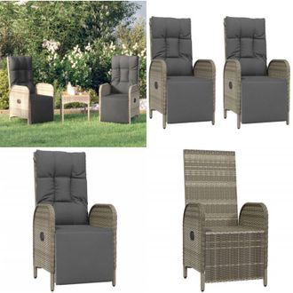 vidaXL Garten-Relaxsessel mit Kissen 2 Stk. Poly Rattan Grau - Gartenm&ouml;bel - Lounge Sessel - Gartenstuhl - Rattan M&ouml;bel - Outdoor M&ouml;bel - Home & Living