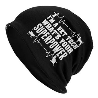 Generic Bonnet Docker Je suis Technicienne Vétérinaire. Quel Est Votre Superpouvoir? Douillet Beanie Tricoté Souple Chapeau pour Hiver Course