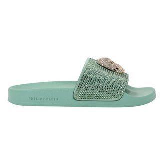 Philipp Plein Femme, Chaussures, Vert, Taille: 36 EU Sandales Flat Skull with Crystals