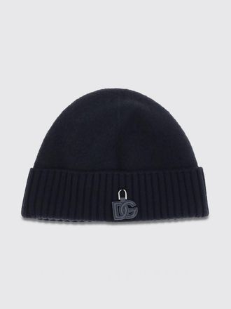 Dolce & Gabbana Bonnet en laine &agrave; monogramme DG all-over avec revers c&ocirc;tel&eacute;