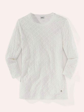 Walbusch Langarmshirt Damen Baumwollshirt Struktur 3/4 &Auml;rmel Rundhals Langarm