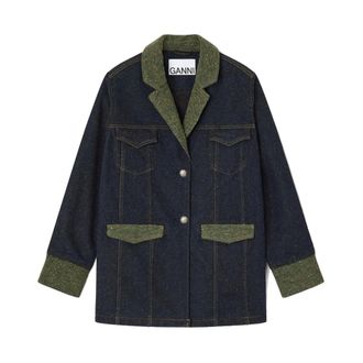 Ganni Homme, Vestes, Noir, Taille: S/M Blazer Oversize en denim serg&eacute;